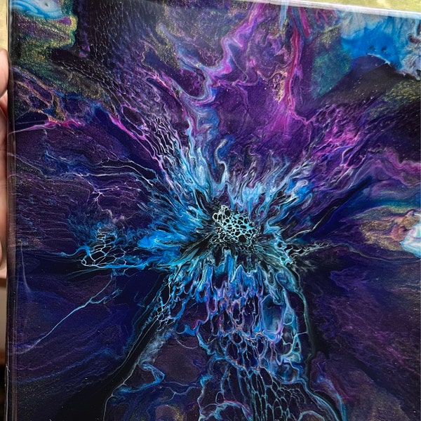 Linear Fun-10x20-linear Fluid Art Bloom W/diamond Dust-fluid Art- Fluid ...