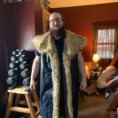 Dwarf King Surcoat, a Midnight Blue Faux Leather Coat With Faux Fur ...