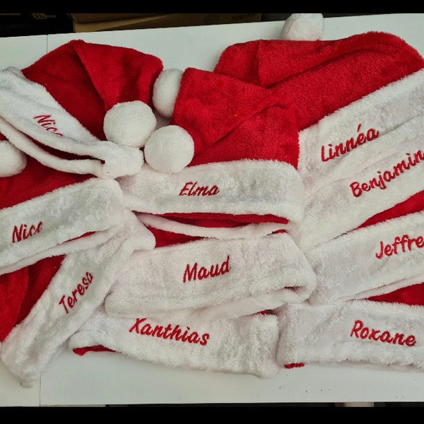 Christmas Plush Santa Hat With Custom Name or Text Embroidered - Etsy