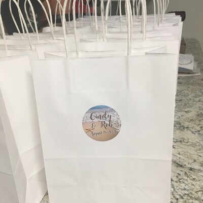 Glossy Round Sticker Label Tags Beach Theme Wedding Favor & - Etsy