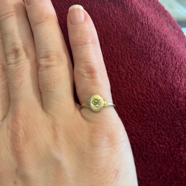 14K Gold Filled Signet Ring, Pinky Signet Ring, Old English Jewelry ...