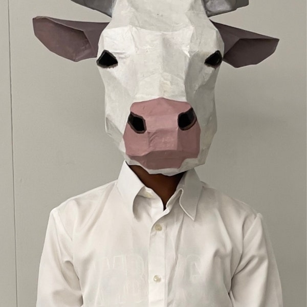 Cow Mask Template - DIY Animal Head, Halloween Mask, Instant Pdf ...