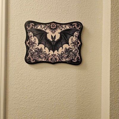 Victorian Style Bat in Floral Frame, Gothic Home Decor, Halloween Decor ...