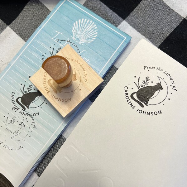 Cat Book Embosser | Cat Embossing Stamp | From the Library of | Rubber ...