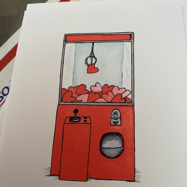 Valentine's Day Card, Claw Machine Valentine Card - Etsy