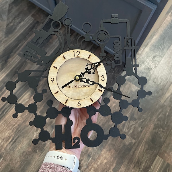 CUSTOM Science Clock- Engraved Science Gift With Name or Phrase of Your ...