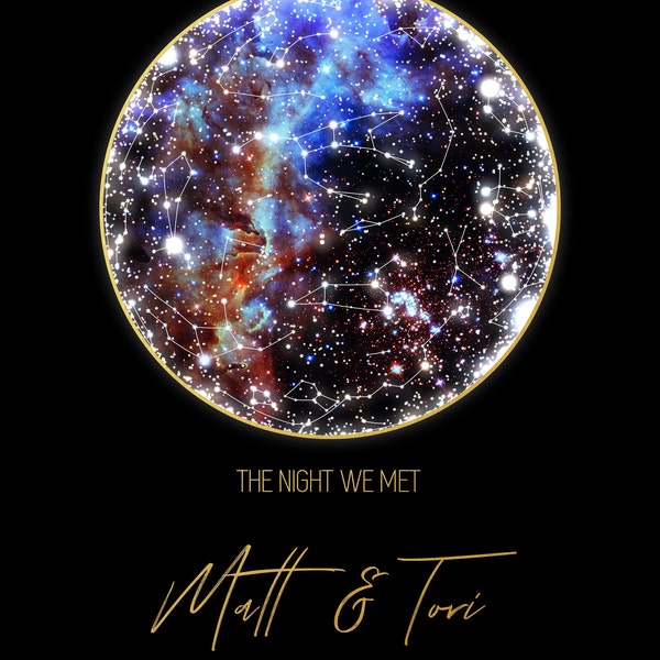 Night Sky Print | Night Sky Map Printable | Engagement Gift | Night Sky ...