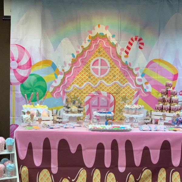 Candyland Backdrop, Candyland Party Backdrop, Sweets and Candy Party ...