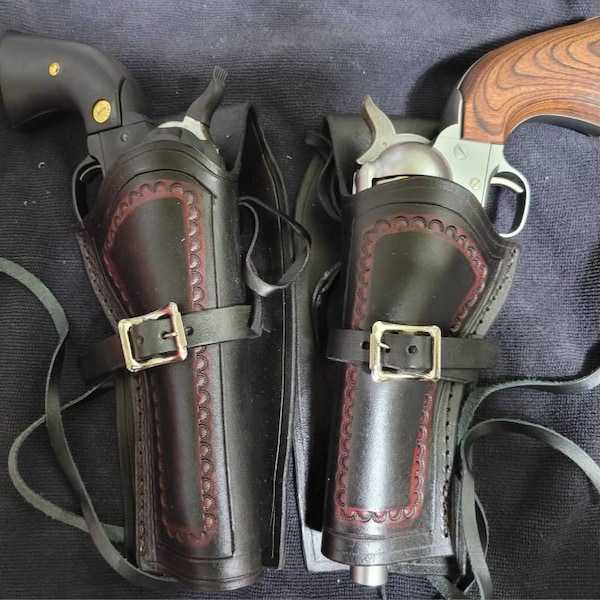 Cowboy Western Fast Draw Leather Holster Fits Colt SAA 1873 Ruger ...