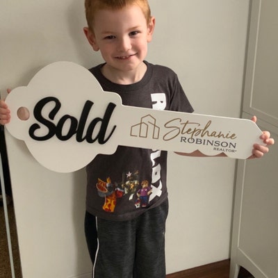 Sold Key Sign With LOGO, Realtor Sold Key Sign, Closed Realtor Sold Key ...