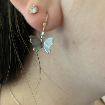 Dainty Silver Butterfly Earrings, Small Butterfly Earrings, Butterfly ...