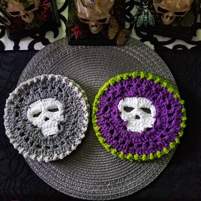 Crochet Pattern Mr Bones Skull Coaster Digital PDF - Etsy