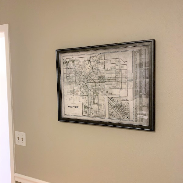 Denver Map, Vintage Map of Denver, Colorado, Circa 1920 Antique Denver ...
