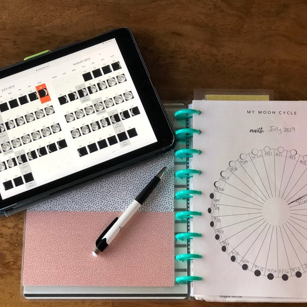 PRINTABLE Moon Cycle Tracker, Moon Tracker, Cycle Tracker, Moon Phase ...