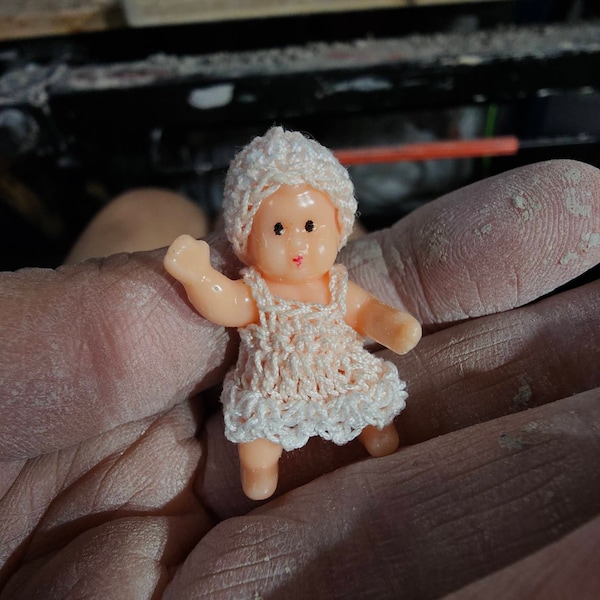 Mini Baby Doll Set as Shown - 1.25 Inch Baby Figurine, Dress & Hat ...