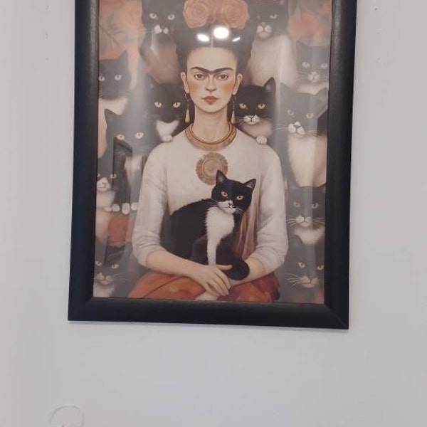 Frida Kahlo Cat Poster, Modern Art Print of Frida Khalo, Frida Rivera ...