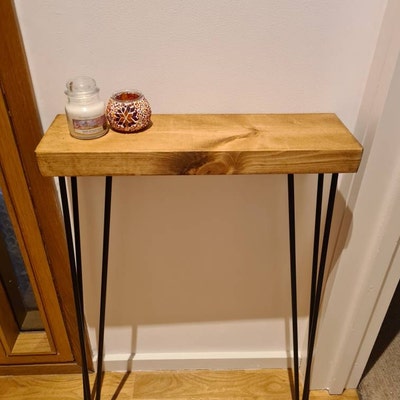 RUSTIC Console Table SLIMLINE With Hair Pin Legs Reclaimed Timber Style ...