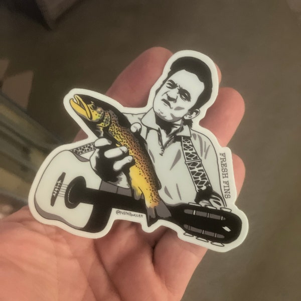 Cowboy Fly Fishing Sticker, Western Sticker, Trout Sticker, Rifle ...