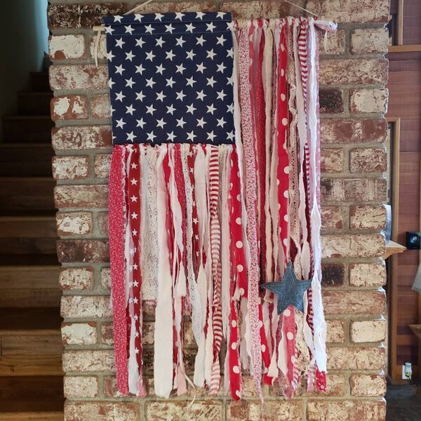 American Rag Ribbon Flag Americana Wall Hanging Porch Decor July 4th ...
