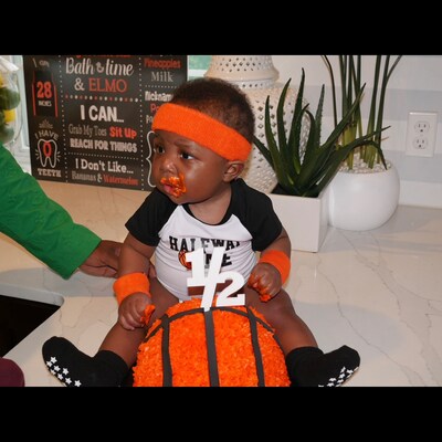 Personalized Basketball Half Birthday Uniform Jersey Headband ...