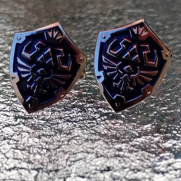 Legend of Zelda Hylian Shield Cufflinks - Premium Steel & Enamel - Etsy