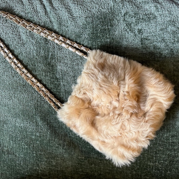 Genuine Sheepskin Shoulder Bag, Medium Size Purse for Women, Excellent ...