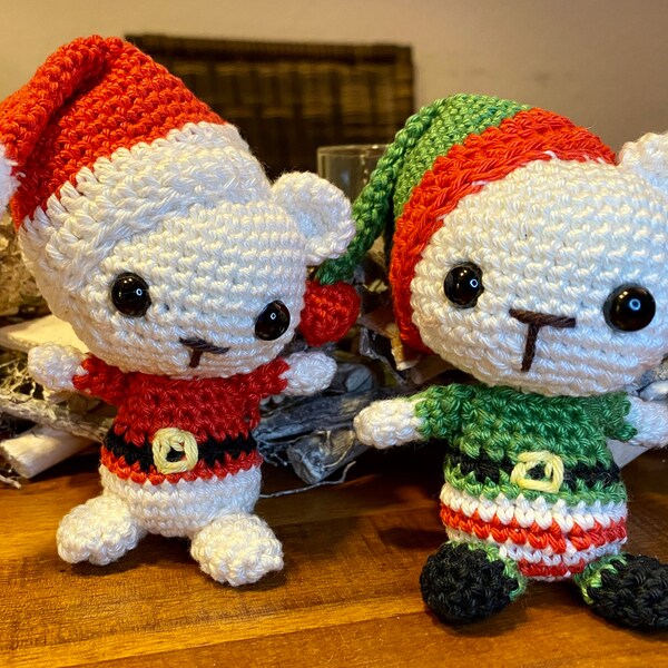 Holidays Polar Bears Crochet Pattern Amigurumi - Santa Claus Elf ...
