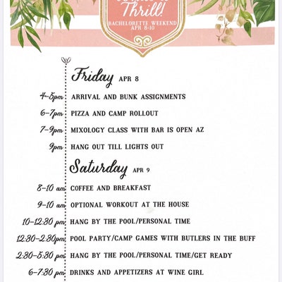 Itinerary Glamping Troop Beverly Hills Bridal Shower Glamping Custom ...