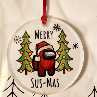 Among Us Merry Sus-mas Christmas Ornament, Among Us Gift Ideas, Among ...