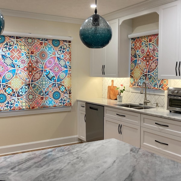 Landscape Custom Size Curtains Boho, Scenic Window Roller Shades for ...