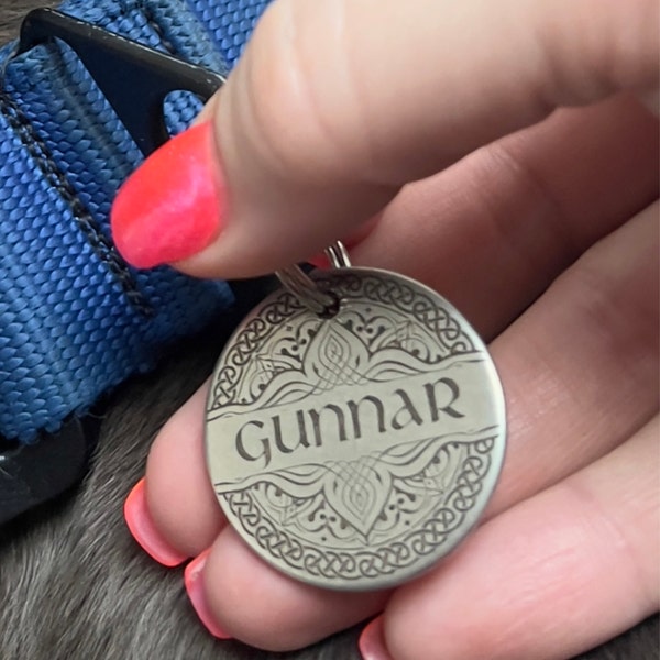 Personalized Pet Tag - Elven Scrollwork With Celtic Border - Custom Dog ...