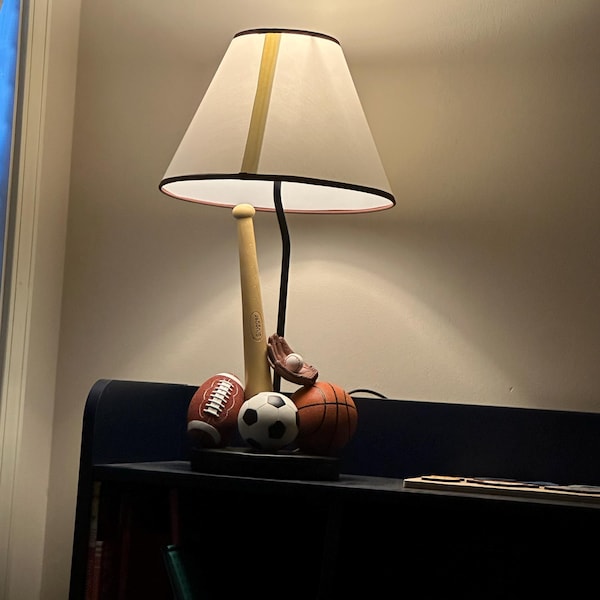 Sports Table Lamp With Matching Night Light - Fantastic Hand Painted ...