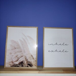 Set of 2 Pampas Inhale Exhale Print, Boho Decor, 2 Pieces Inhale Exhale ...