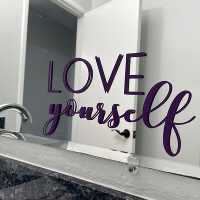 Love Yourself Decal Love Yourself Mirror Decal Mirror Decal Love ...