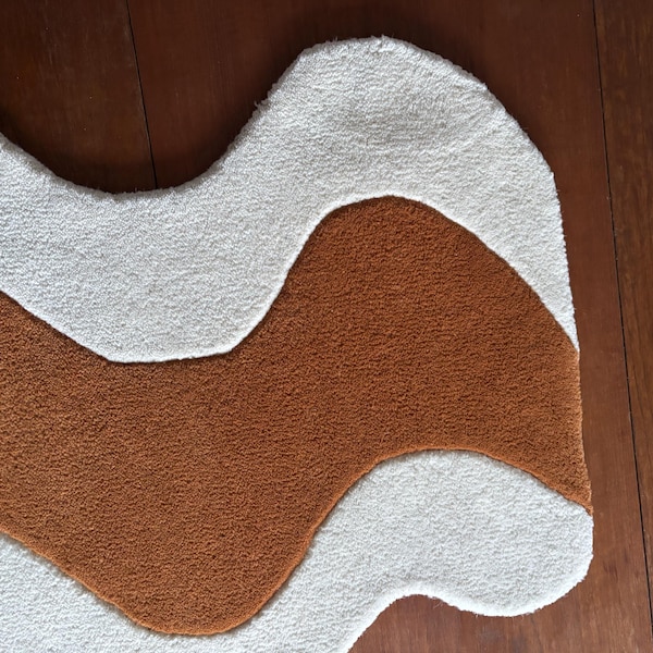 Retro Wave Hand-tufted Hallway Accent, Wavy Edge Runner Rug, Vintage ...