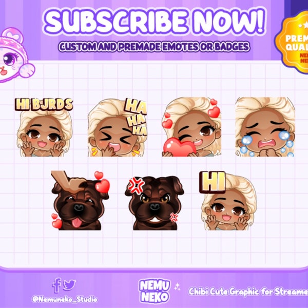 6x Custom Emotes, Emojis, Sub Emotes for Twitch, Youtube, Disocrd or ...