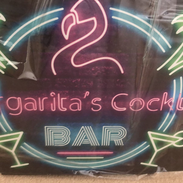 Personalised Bar Sign METAL Plaque Eighties 80s Neon Cocktail Nightclub ...