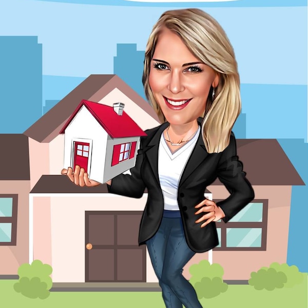 Custom Realtor Cartoon Portrait for Women, Personalized Real Estate ...