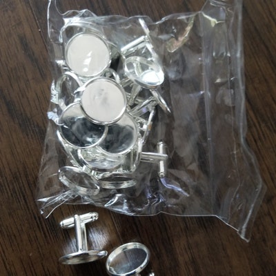 20pcs Cuff Link Blanks, Silver Plated Bezel Tray Blanks,brass Round ...