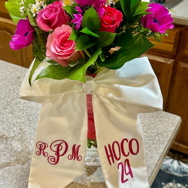 Hoco Custom Embroidered Bouquet Wrap Sash Bow Prom Bouquet Sash With ...