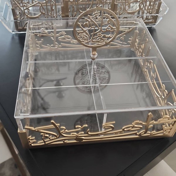 Clear Acrylic Box With Golden Arabic Calligraphy - Etsy