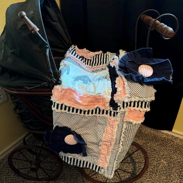 Airplane Quilt Baby Rag Quilt, Boy Crib Bedding, Navy Blue and Gray ...