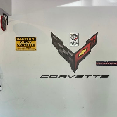 Corvette C8 Wall Decal Art Logo Garage Wall Decor Racing Car Vinyl Wall ...