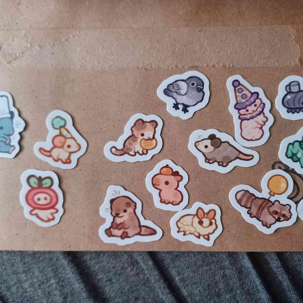 Series 2: Tiny Party Animals Sticker Set of 11 / Mini Animal Stickers ...