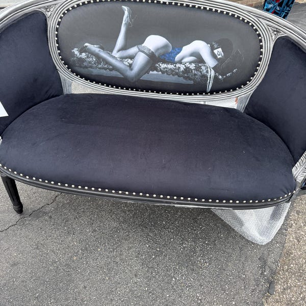 Vintage Kimball Vanity Chair – Custom Moth Embroidery & Mongolian Fur ...