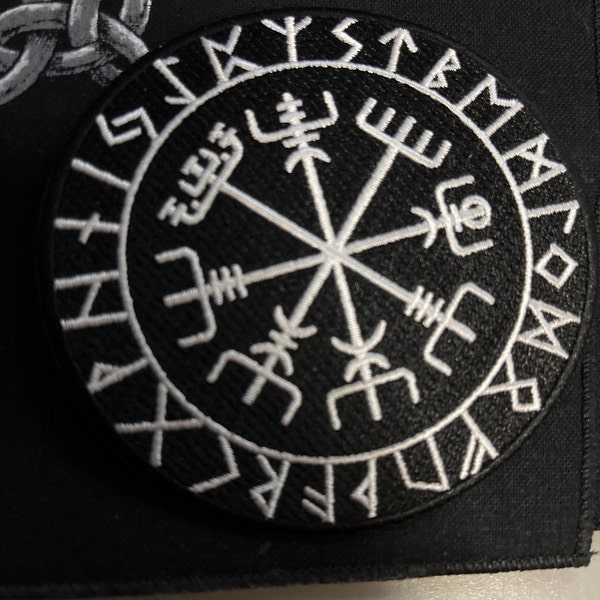 ICELANDIC COMPASS Iron-on Patch Embroidered Norway Historical Viking ...