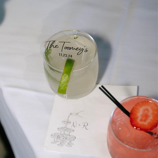 Custom Champagne Tower Cocktail Napkin | Wedding | Party | Bachelorette ...
