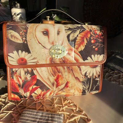 Cottagecore Boho Cats Green Satchel Handbag, Witchy Cat Bag, Ginger Cat ...