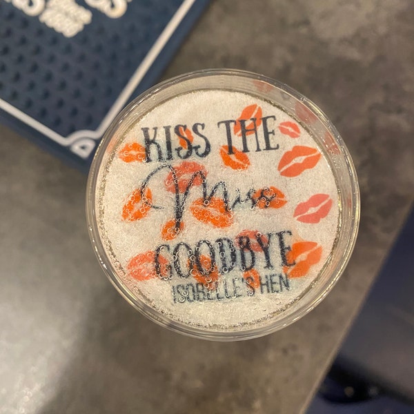 Personalised Kiss the Miss Edible Drink Toppers (1 Sheet) - Etsy UK