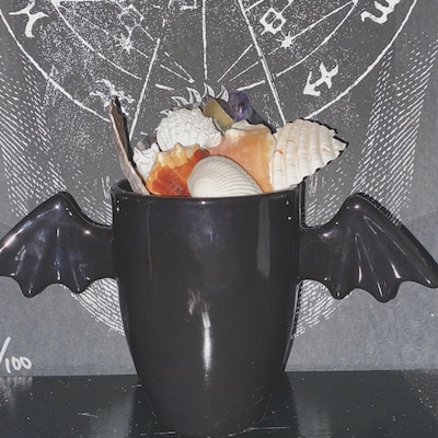 Vampire Bat Cup or Mug With Bat Wing Handles, Ceramic Bat Coffee or Tea ...